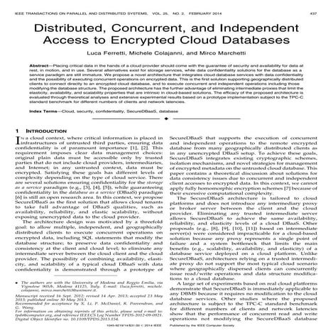 Ieeepro Techno Solutions 2014 Ieee Dotnet Project Distributed Concurrent And Independent Pdf