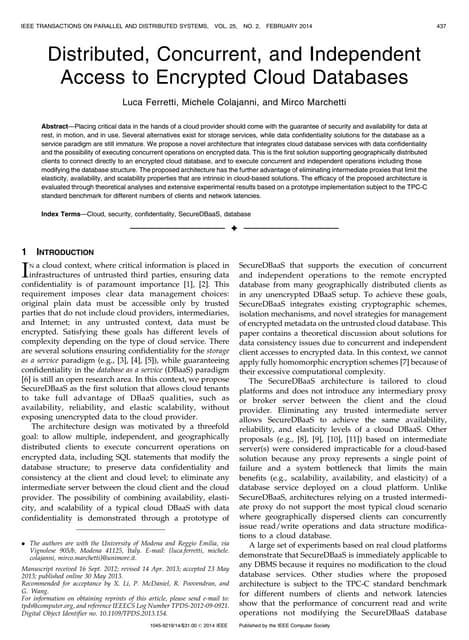 Ieeepro Techno Solutions 2014 Ieee Dotnet Project Distributed Concurrent And Independent Pdf