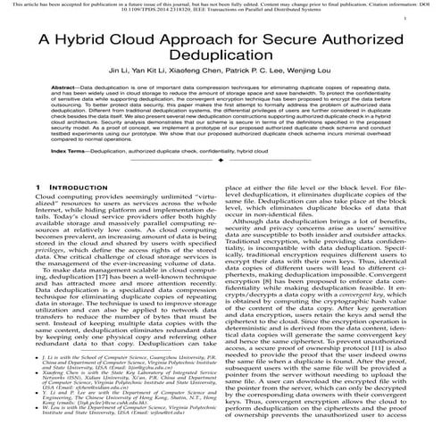 Ieeepro Techno Solutions 2014 Ieee Java Project A Hybrid Cloud