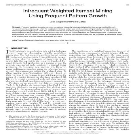 Ieeepro Techno Solutions 2014 Ieee Java Project Infrequent Weighted