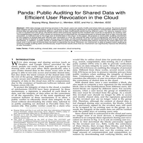 Ieeepro techno solutions 2014 ieee java project -panda public auditing for shared data with ...