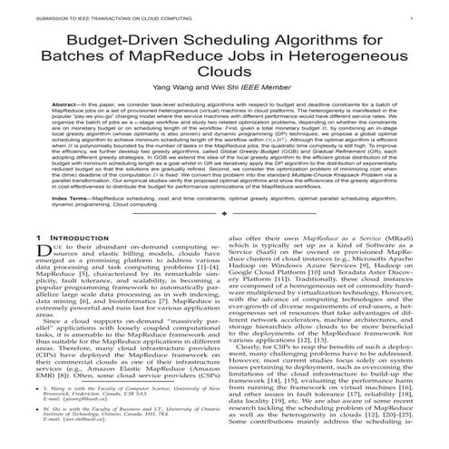 Ieeepro Techno Solutions Ieee Dotnet Project Budget Driven Scheduling Algorithms For Pdf