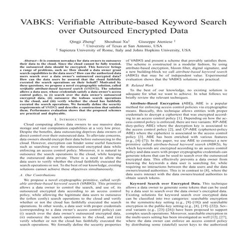 Ieeepro Techno Solutions Ieee Java Project Vabks Verifiable Attribute Based Keyword Search 2990