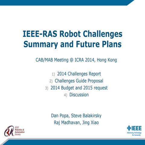 IEEE-RAS Robot Challenges Summary | PPTX