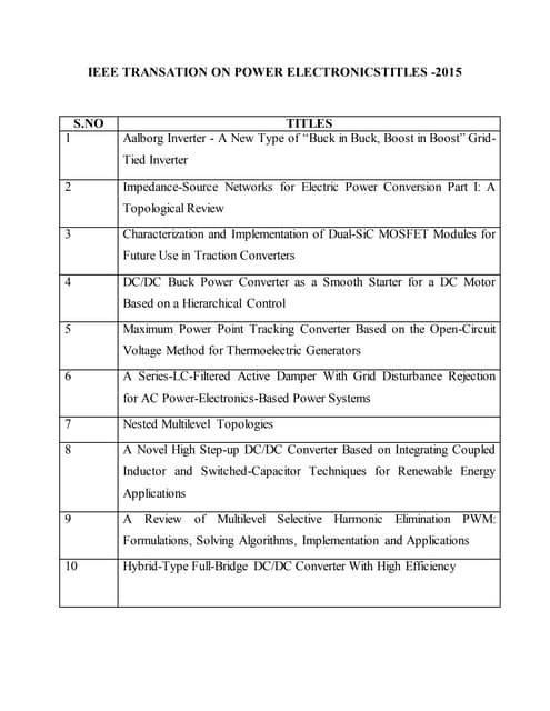 ieee Power systems projects 2017-18--9581464142 | PDF