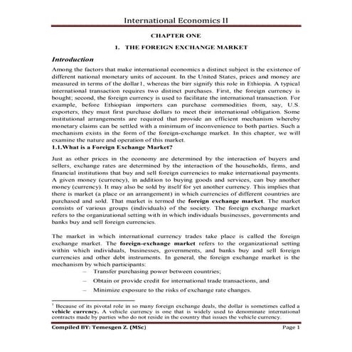 CHAPTER ONE 1. THE FOREIGN EXCHANGE MARKET | PDF