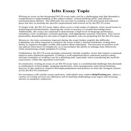 Ielts Essay Topic. IELTS Writing Task 2: Essay Structure IELTS Writing ...