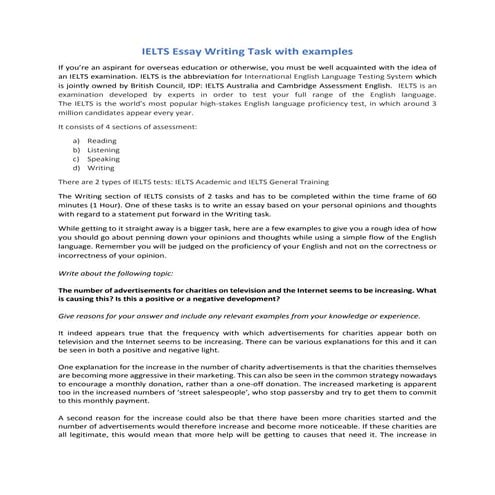 IELTS Essay Writing Task with examples | PDF | Standardized Testing ...