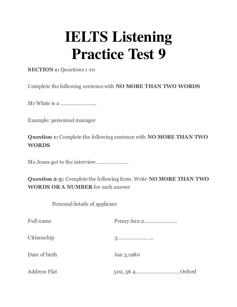Ielts Listening Practice Test 9 Ieltsmaterial ielts-listening-practice-test-9-ieltsmaterial