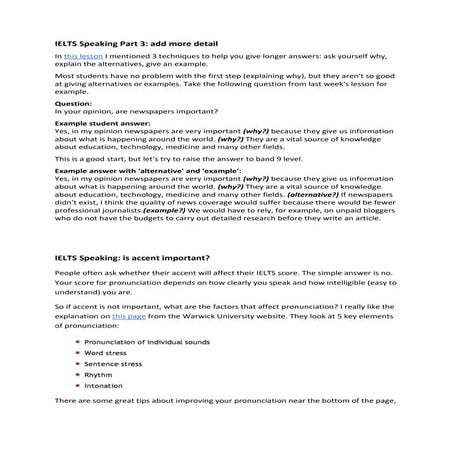 IELTS Speaking Part 2 - Lesson and Examples | PPTX