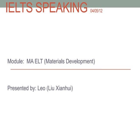 Ielts speaking ppt | PPTX