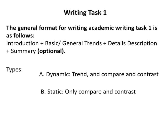 IELTS Writing Task 1 - Static - Dynamic Graphs | PPTX