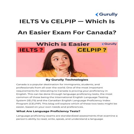 IELTS vs. CELPIP: Which Test Feels Easier? | PDF