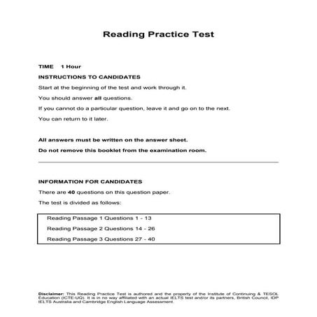 Ielt sx reading practice test | PDF