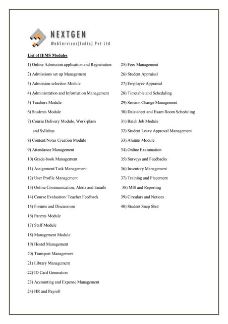 IEMS - Staff Module | PPT