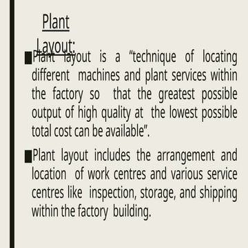 Types of plant layout | PPTX
