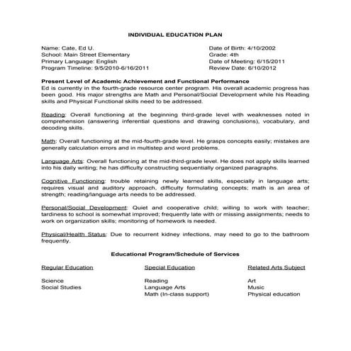 INDIVIDUAL EDUCATION PLAN | PDF