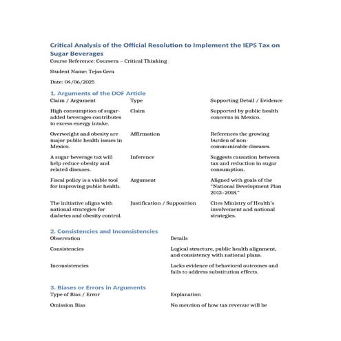 IEPS Tax Critical Analysis Assignment Coursera | DOCX