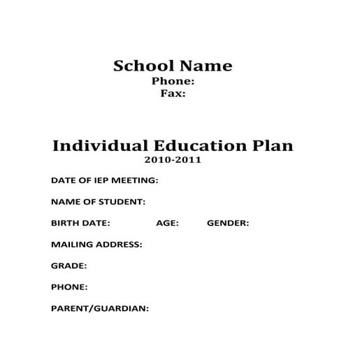 IEP Template | DOCX