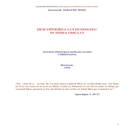 Ier.-Serafim-Rose-Descoperirea-lui-Dumnezeu-in-inima-omului | PDF