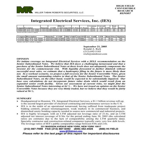 Integrated Electrical Services 050921 | PDF