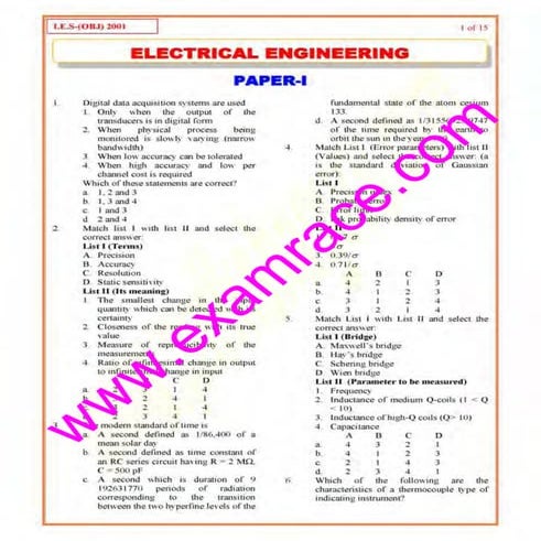 Ies electrical-engineering-paper-1-2001 | PDF