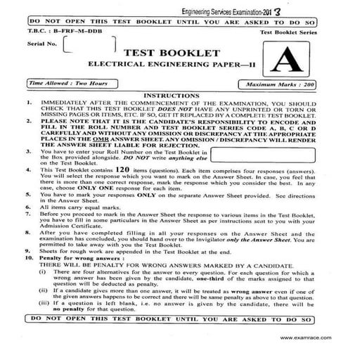 Ies electrical-engineering-paper-ii-2013 | PDF