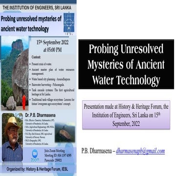 Probing Unresolved Mysteries of Ancient Water Technology | PPT
