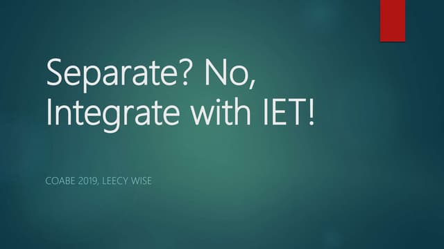Integrate with IET | PPTX | Vocational Training | Careers Integrate with IET | PPTX | Vocational Training | Careers