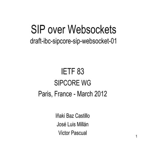 IETF83 - SIP over Websockets | PPT