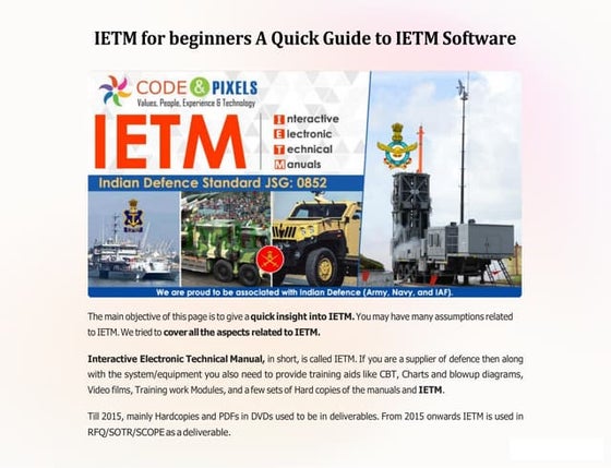 Brief Outline of (IETM) Interactive Electronic Technical Manual -Code ...