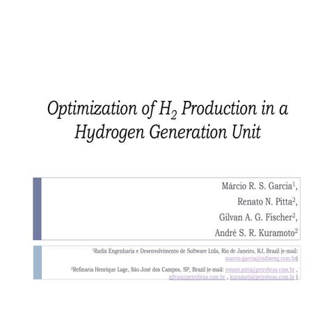 Optimization of H2 Production in a Hydrogen Generation Unit | PPTX