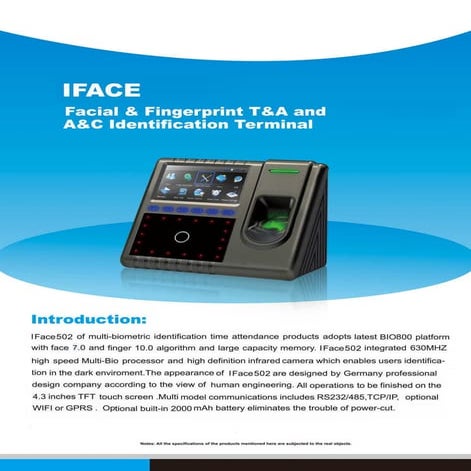 IFace502 face scan system | PDF | Technology & Computing