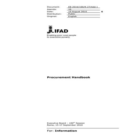 IFAD Procurement Handbooks 2010-100-r-27-add-1 | PDF