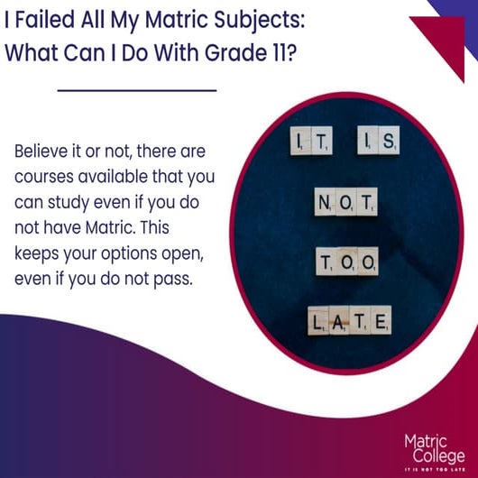 I Failed All My Matric Subjects What Can I Do With Grade 11 | PDF