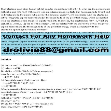 If An Electron In An Atom Has An Orbital Angular Momentum With Ml Pdf