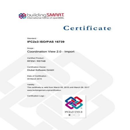 Ifc certificate 2x3 Dlubal RSTAB & RFEM | PDF