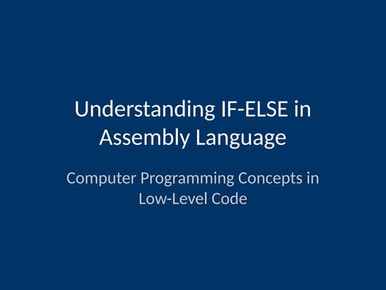 Jumps in Assembly Language. | PPT | Programming Languages | Computing