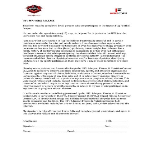 IFFL Liability Waiver | DOCX