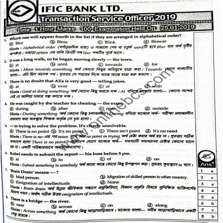 Ific bank transaction service offices 2019 [www.onlinebcs.com] | PDF