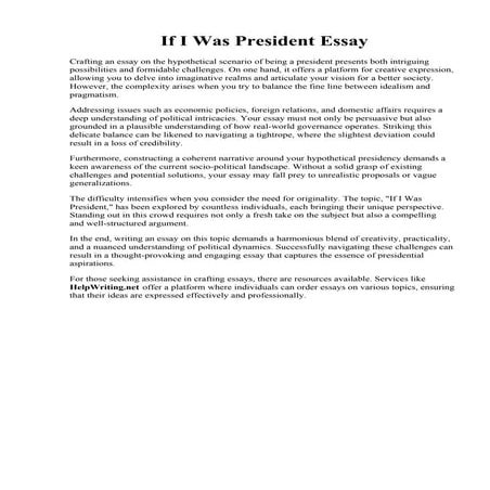 If I Was President Essay | PDF | Education industry | Industries