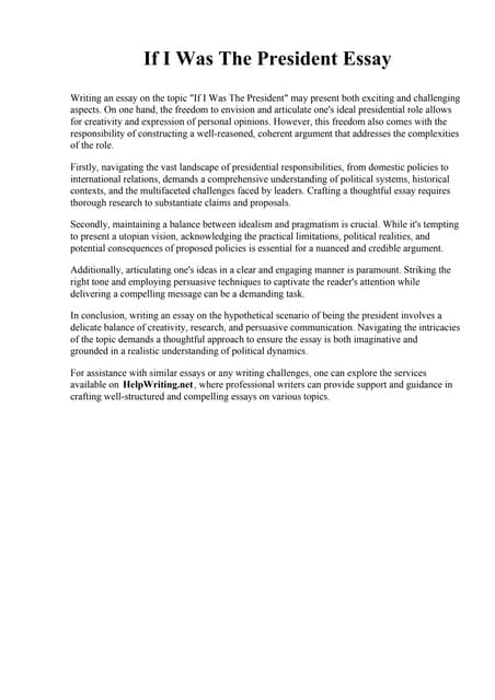 Essay On President | PDF | Politics