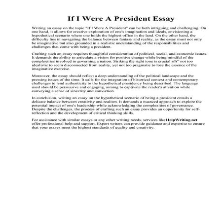 If I Were A President Essay | PDF
