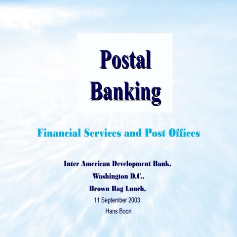 Postal Banking - Financial Services and Post Offices | PPT