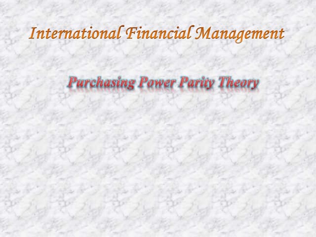 Ifm Ppp Theory Ppt