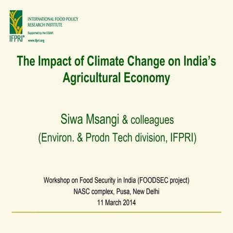 Climate changes and food security in India | PPTX