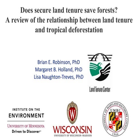 Does secure land tenure save forests? | PPTX