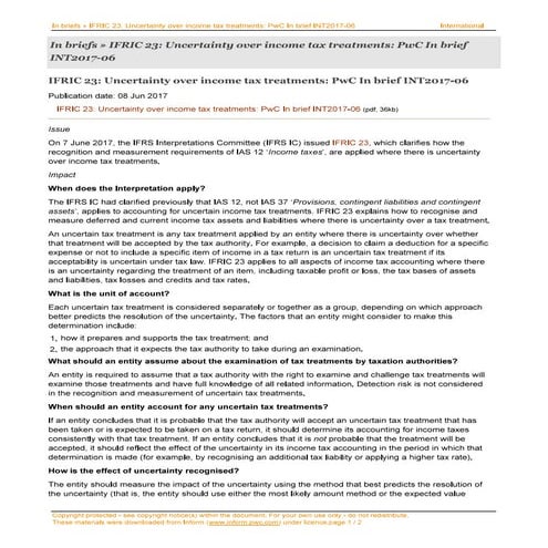 Ifric23 in brief | PDF