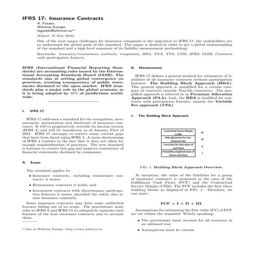 IFRS 17 Insurance Contracts by @Wikitree | PDF