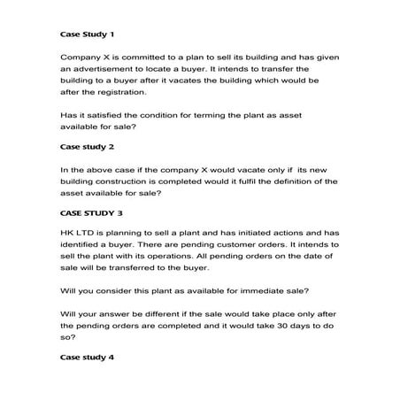 Ifrs 5 case studies q & a | DOC